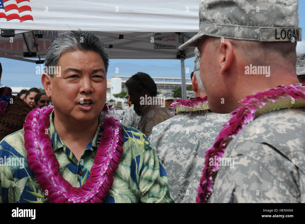 Hawaii Army National Guard Lt. Col. K. Mark Takai speaks with Col ...