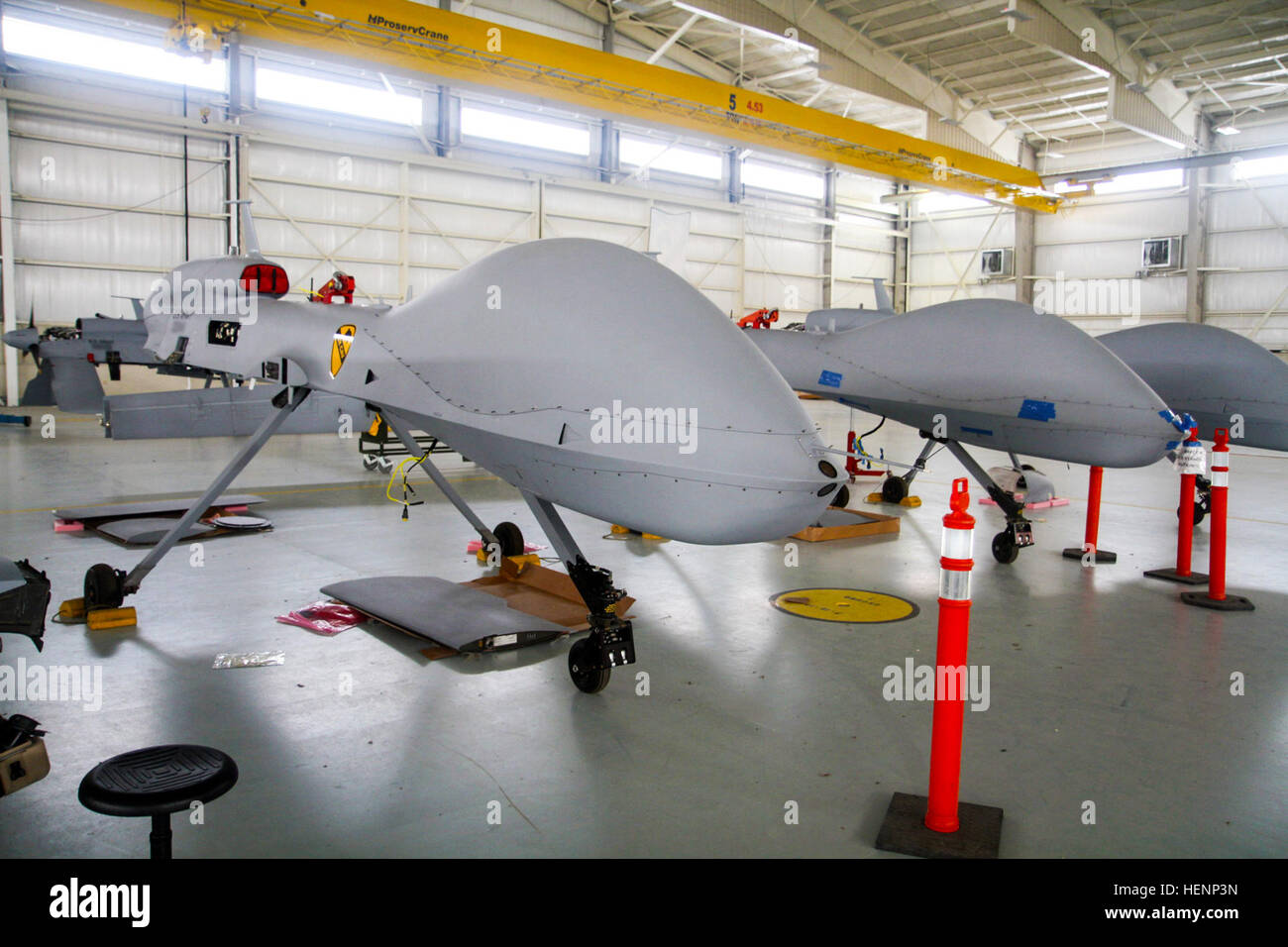 Gray Eagle unmanned aircraft systems await maintenance Aug. 12 in the ...