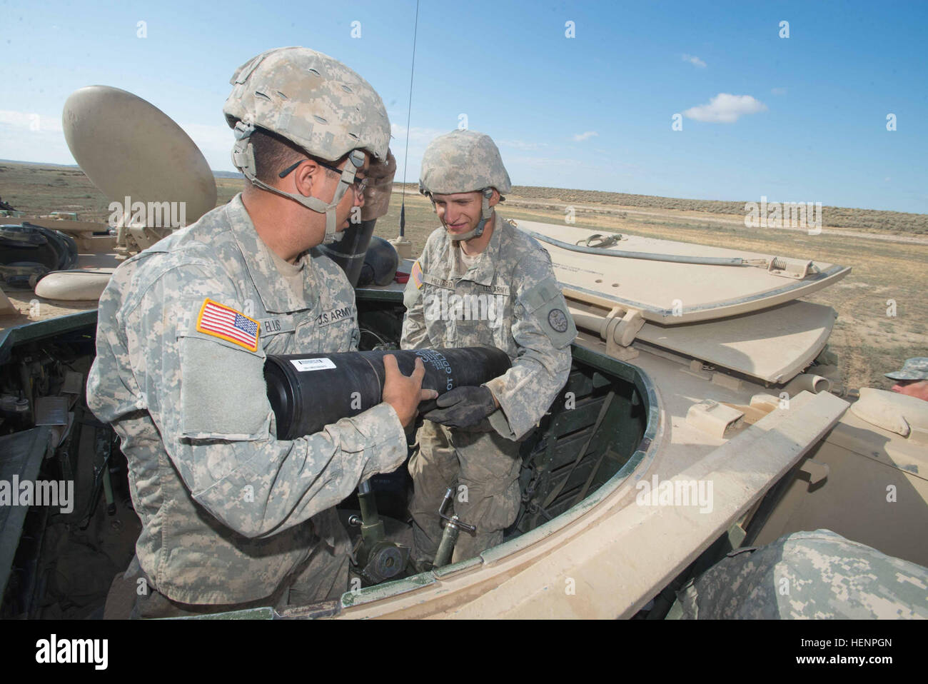 Mortarmen with Headquarters, Headquarters Company, 3rd Battalion, 116th ...
