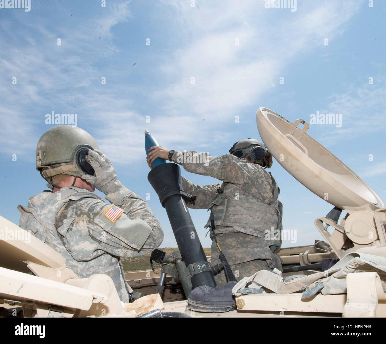 Mortarmen Pvt. Torie Gonzalez (left) and Pvt. Kolton Wortman, both ...