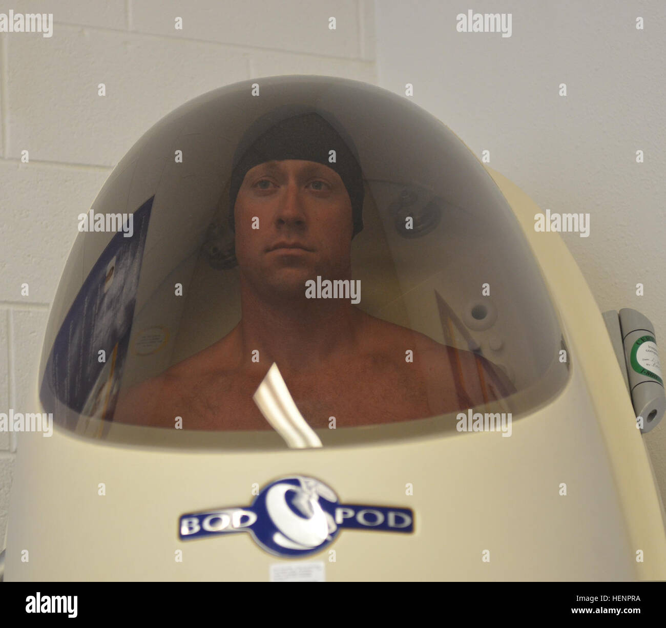 A U.S. Army field artillery officer uses the Bod Pod at the Soldier ...