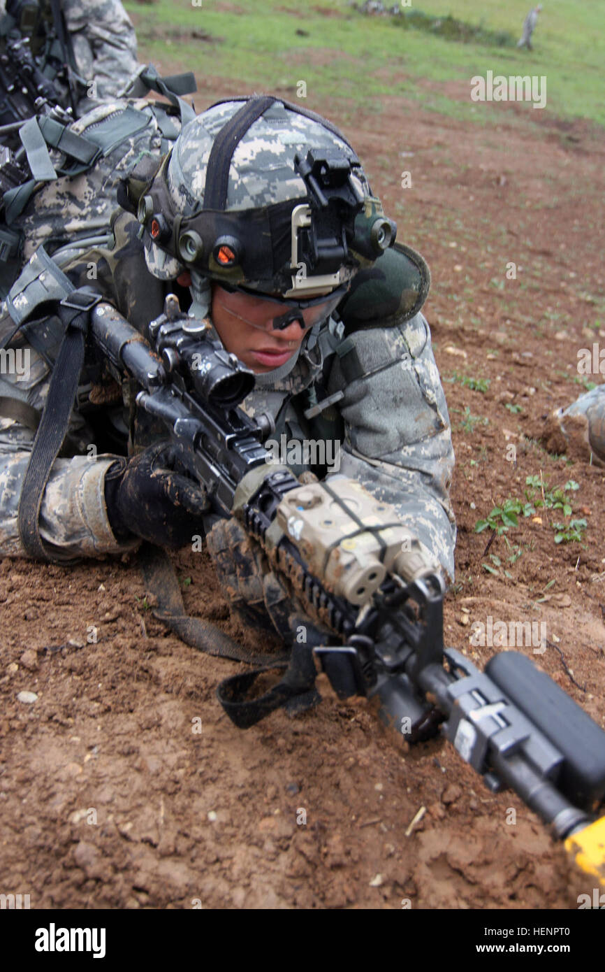 U.S. Army Spc. Hunter Womack, assigned to Bravo Company, 1st Battalion ...