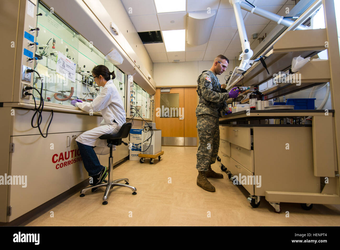 U.S. Army Spc. Kevin Thomas, right, with the 863rd Engineer Battalion ...