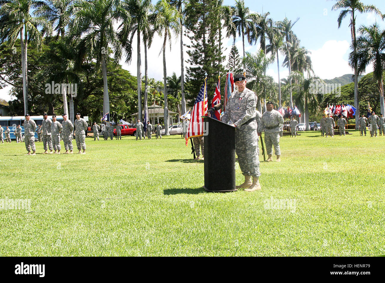 U.S. Army Maj. Gen. William Beard, at the podium, the deputy commanding ...