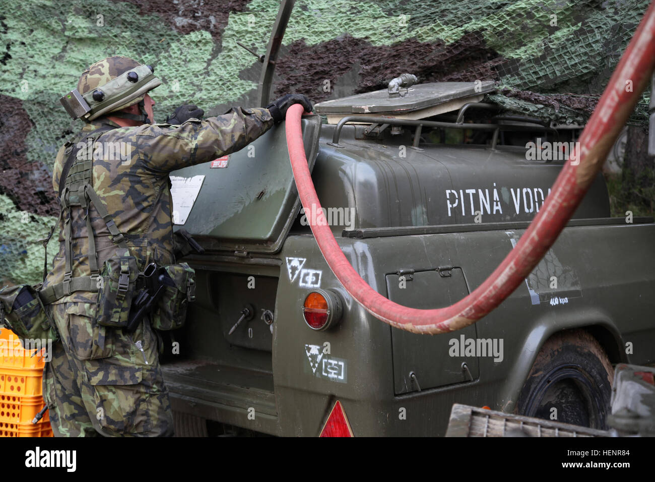 A Czech soldier with Forward Support Company, 41st Mechanized Battalion ...