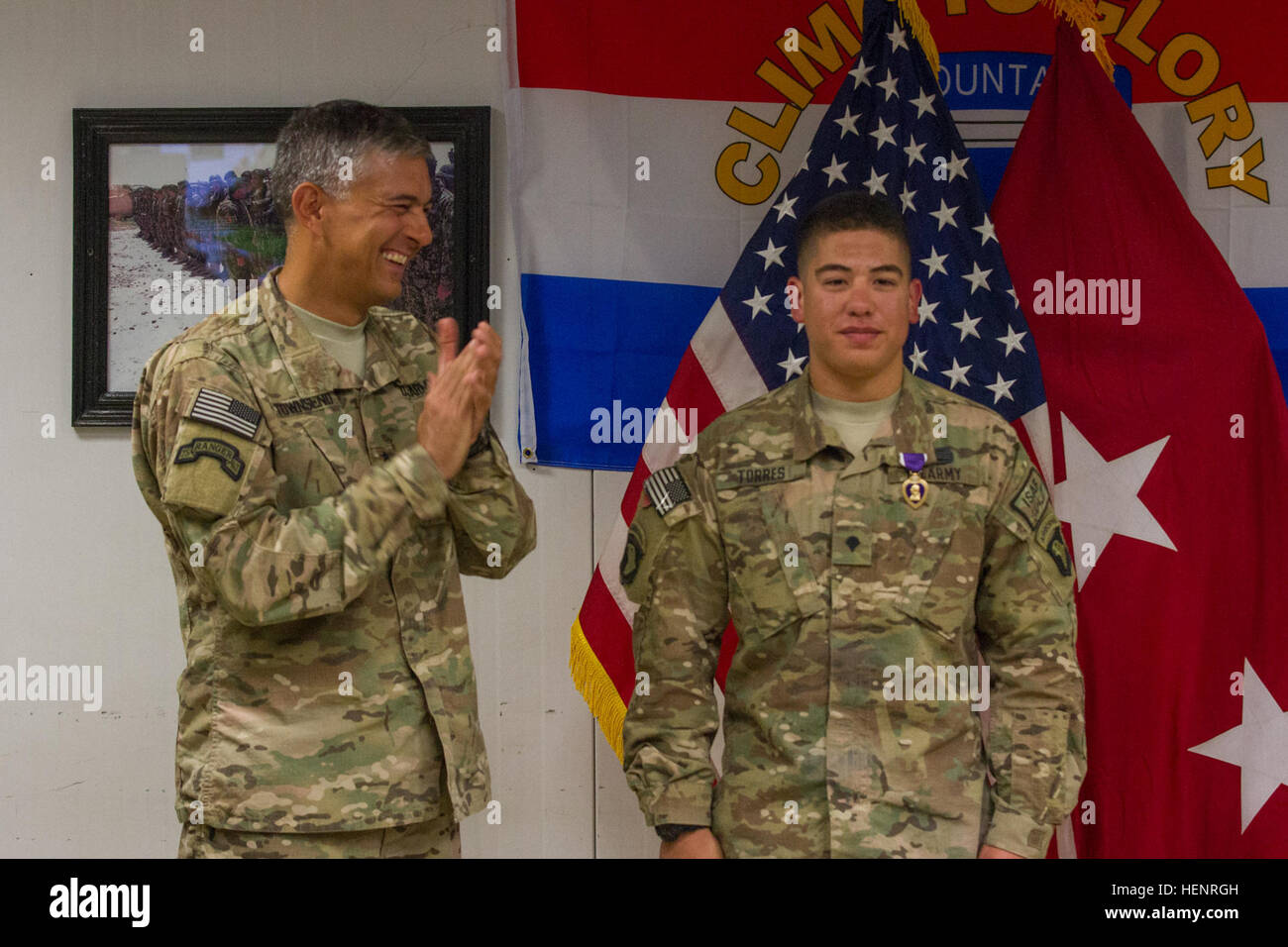 U.S. Army Maj. Gen. Stephen J. Townsend, left, the commander of Combined Joint Task Force-10 and ...