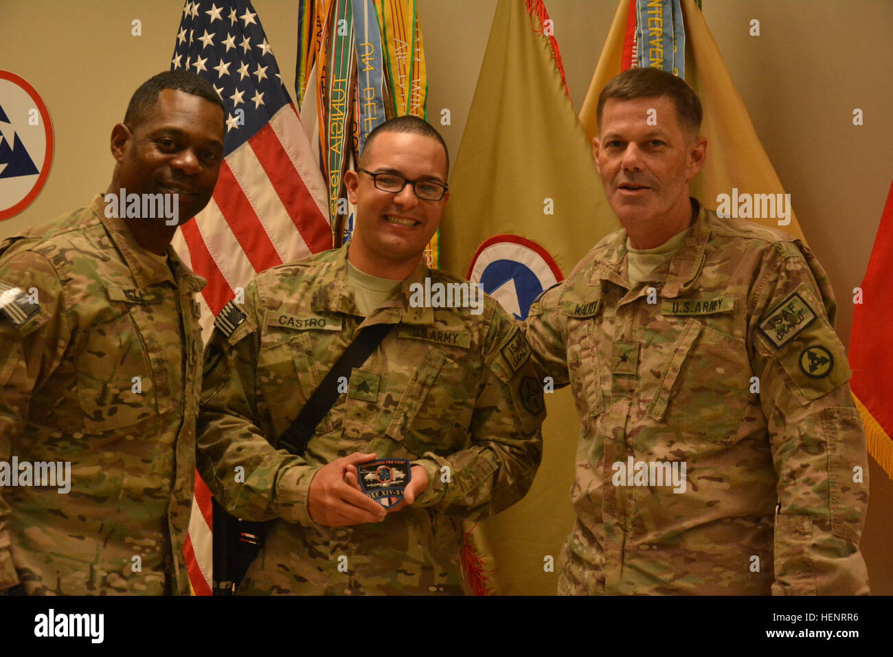 A U.S. Army Reserve Soldier receives recognition at 1st Theater ...