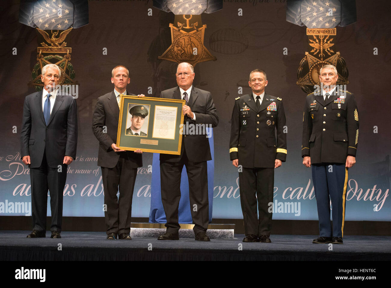 The U.S. Army inducts Army Spc. 4 Donald P. Sloat into the Pentagon's ...