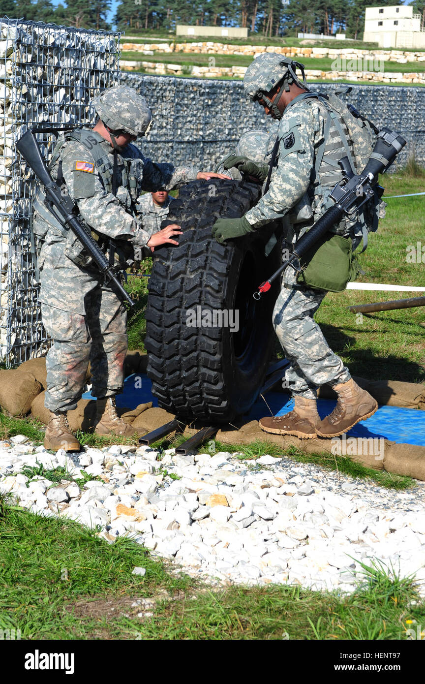 A team of competitors assigned to 5th Signal Command negotiates an ...