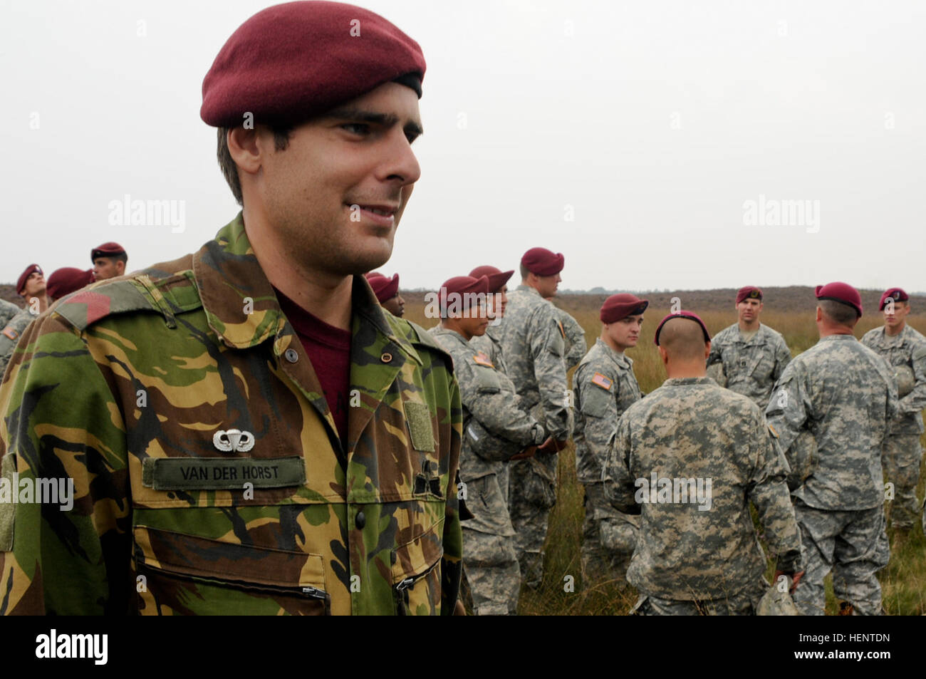 A Paratrooper from the Royal Netherlands Army displays his new U.S ...