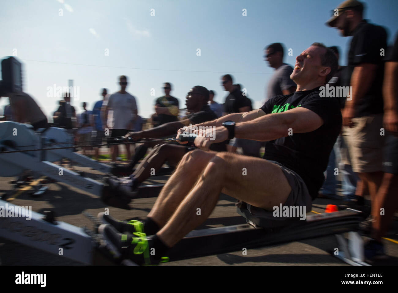 Soldiers with the 5th Special Forces Group (Airborne), race on rowing ...