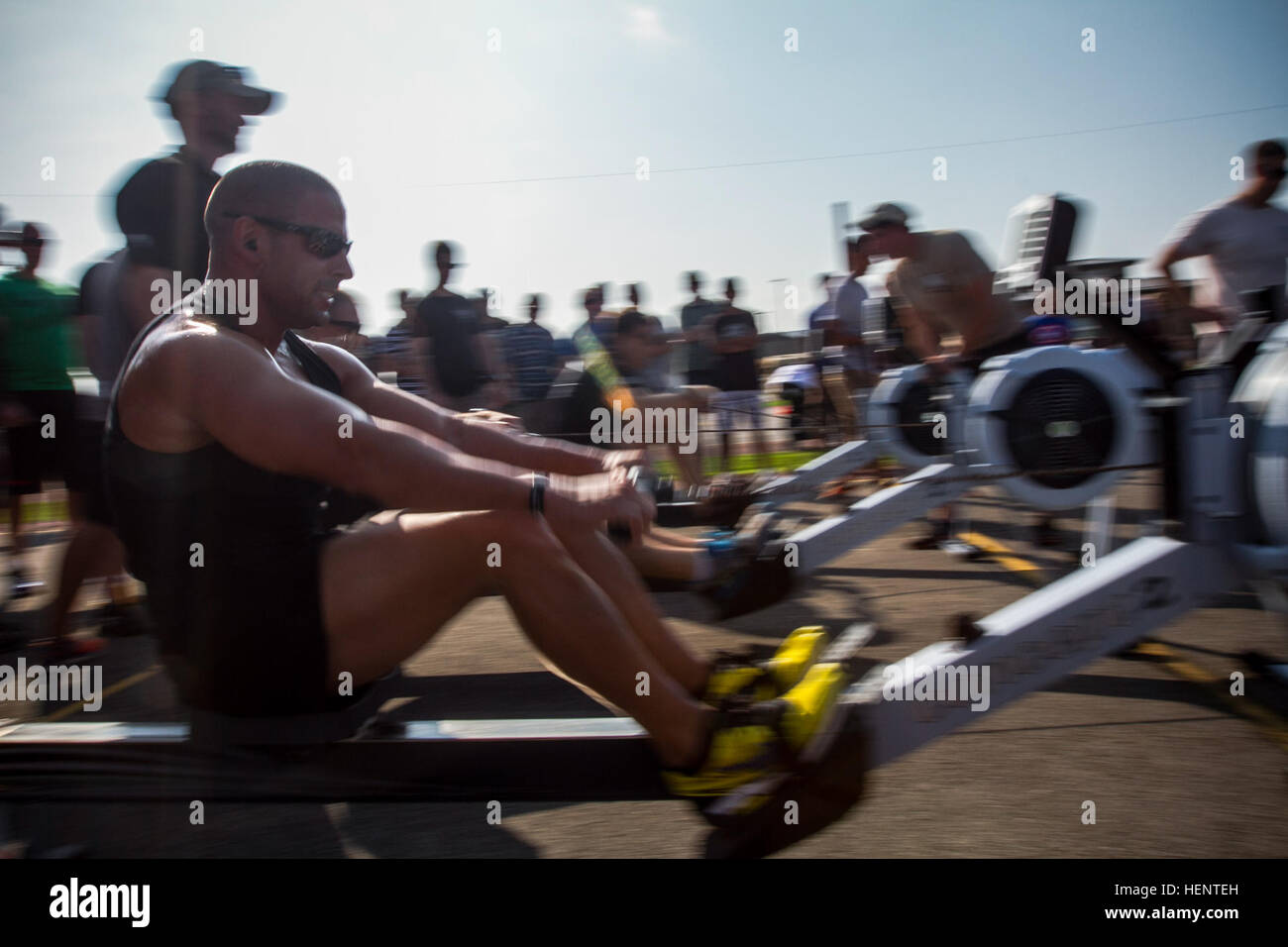 Soldiers from the 5th Special Forces Group (Airborne) compete in rowing ...