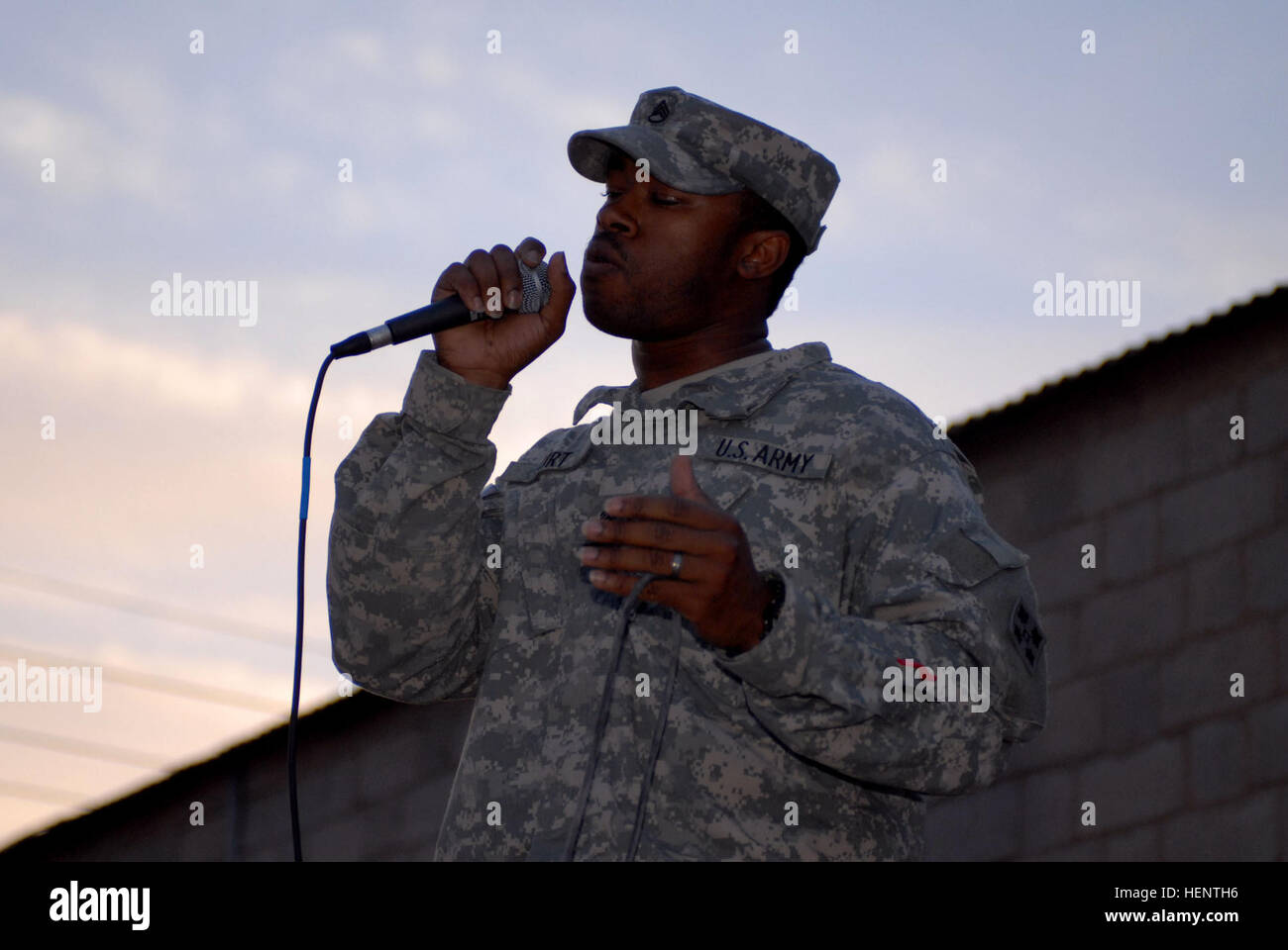 Staff Sgt. Freddie Hurt, a Selma, Ala., native, sings “SONG” during a ...