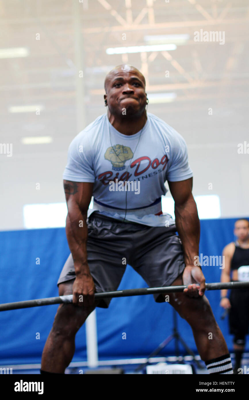 Army Sgt. Antwan Byrd, competes in the deadlift category of Saturday’s ...