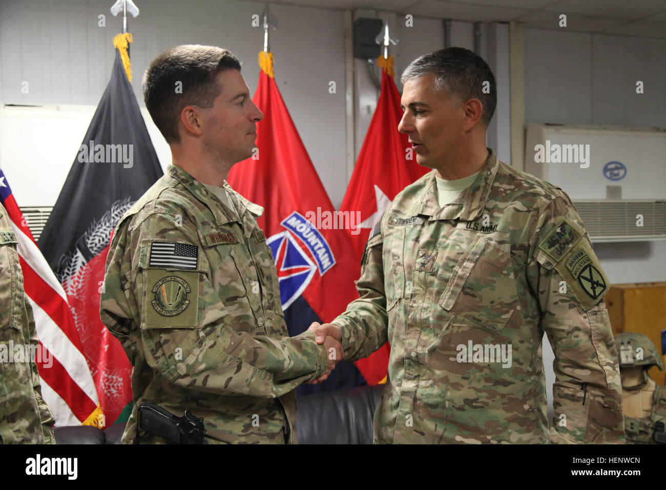 U.S. Maj. Gen. Stephen Townsend of 10th Mountain Division coins U.S ...