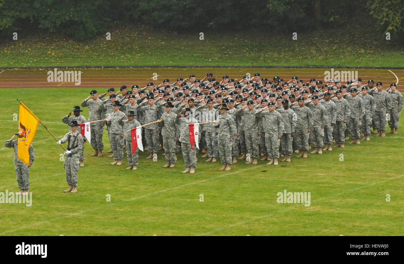 Troops of the 2nd Cavalry Regiment salute during a change of ...