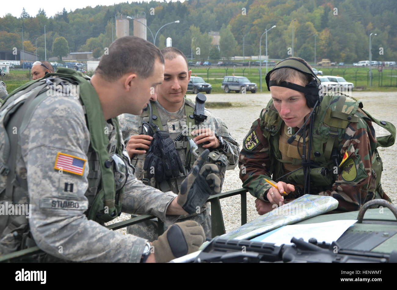 U.S. Army Capt. Anthony Stumbo, left, of 1st Battalion, 158th Infantry ...
