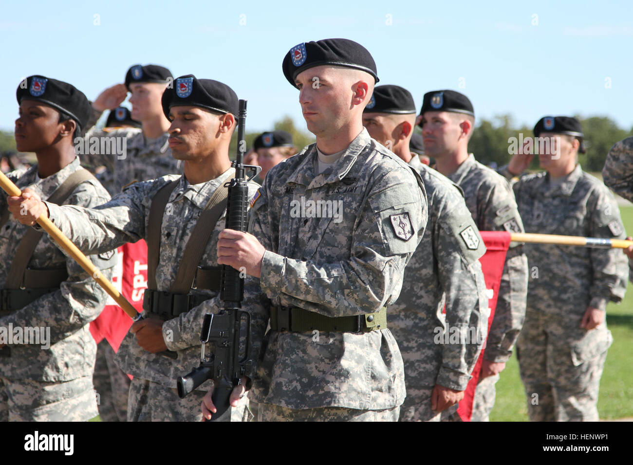 Soldiers of the 94th Engineer Battalion stand in formation during an ...