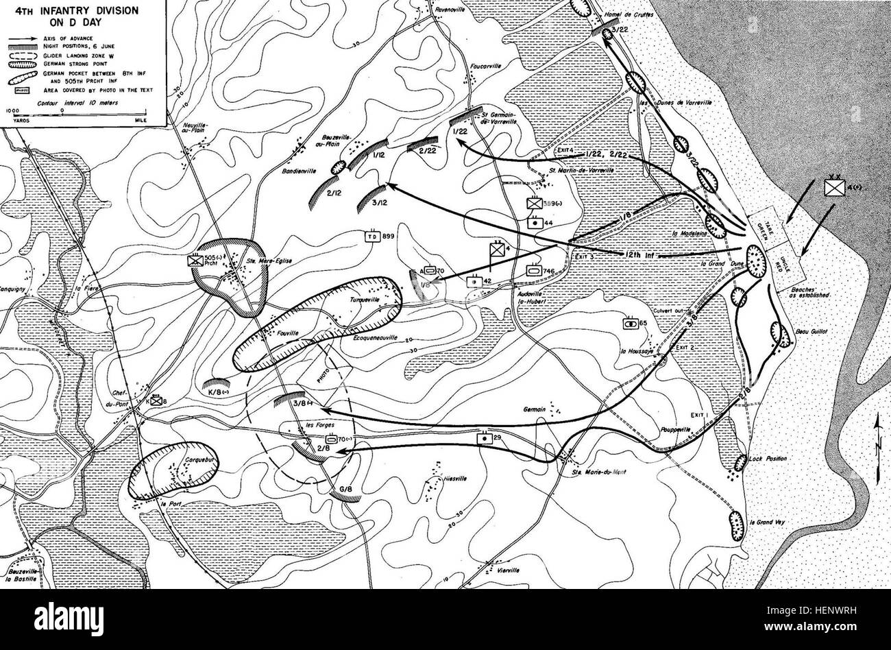 US 4th Infantry Division troop movements and position at close of D-Day ...