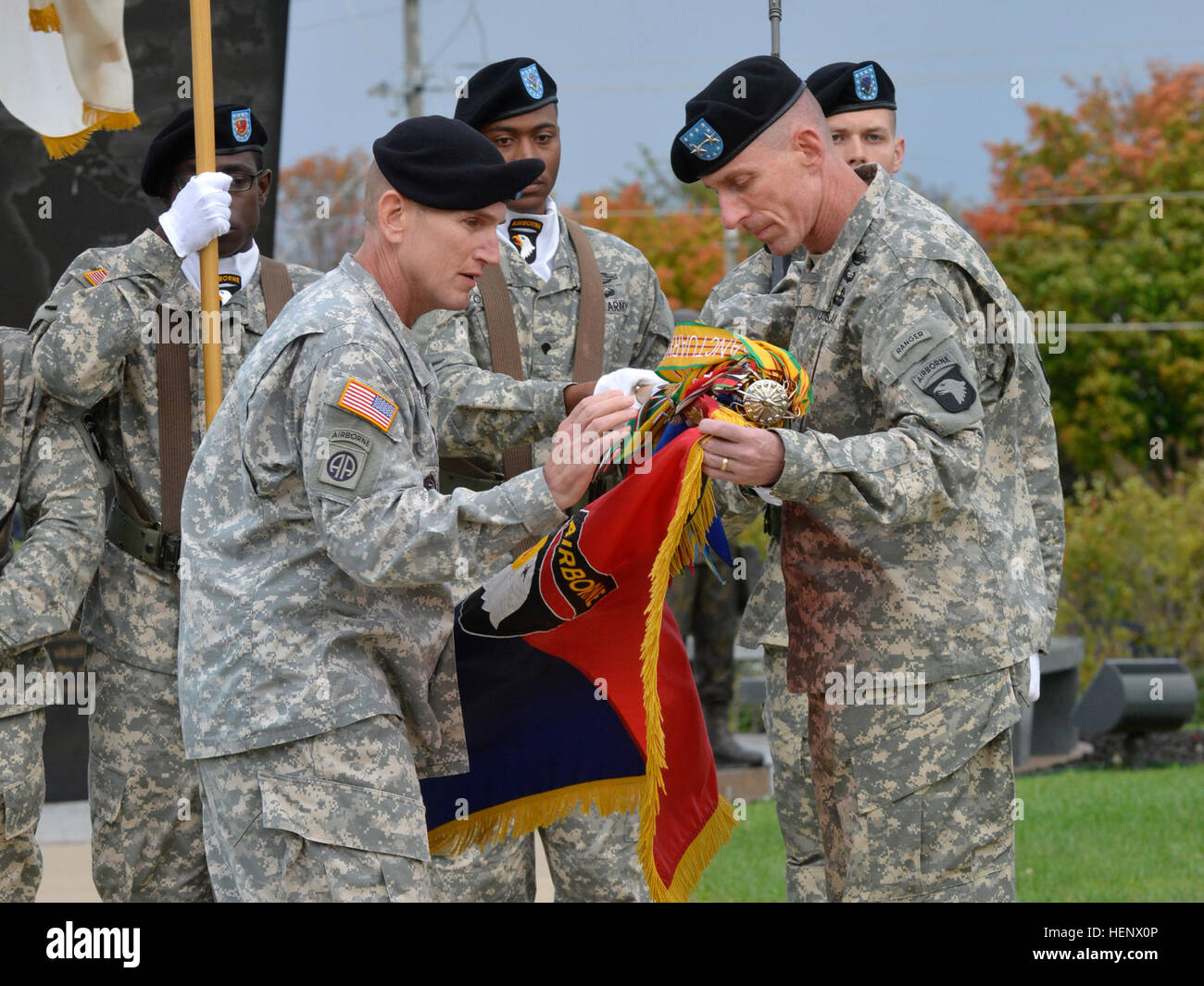 U.S. Army Maj. Gen. Gary Volesky, right, the commanding general of the ...