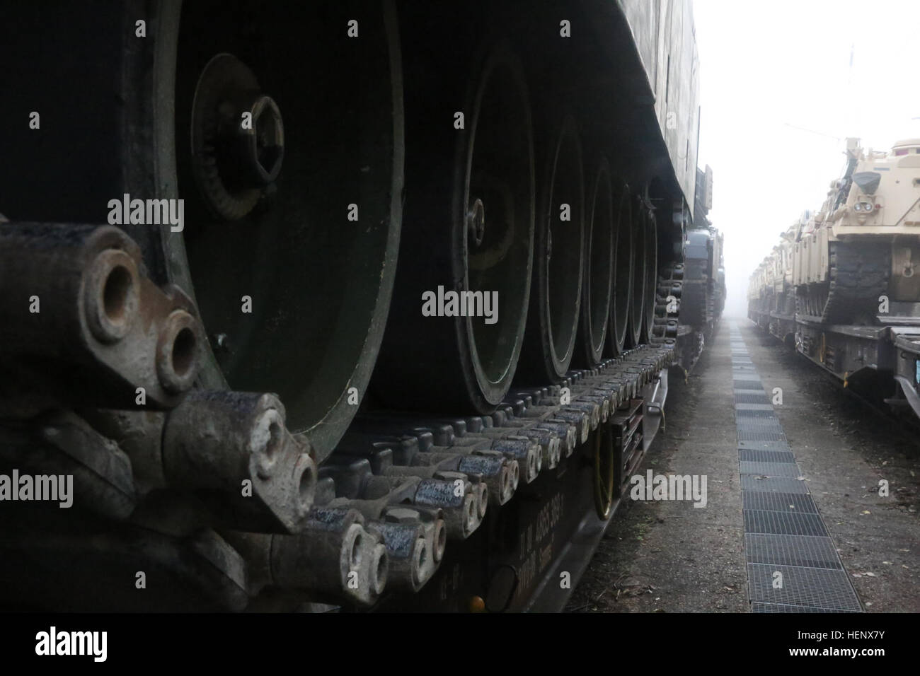 U.S. Army M1A2 Abrams tanks and M88A2 Hercules recovery vehicles are ...