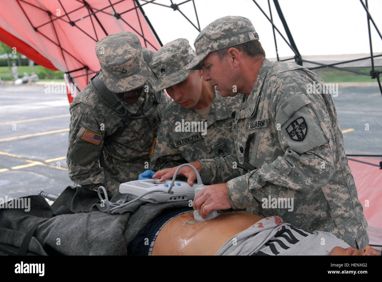 Army Reserve soldiers of the 4224th United States Army Hospital watch ...