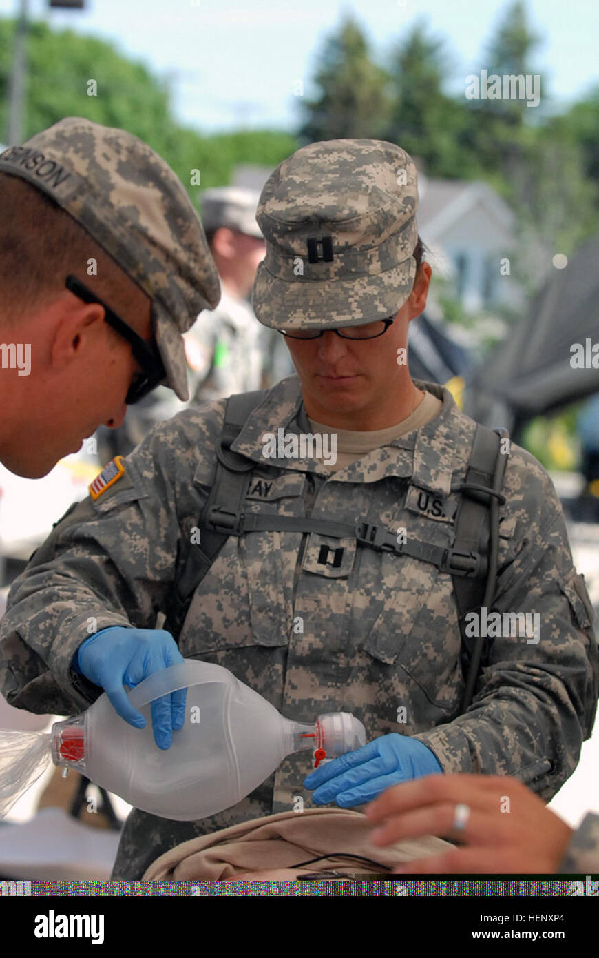 U.S. Army Capt. Anna Gray, left, an intensive care unit nurse with the ...