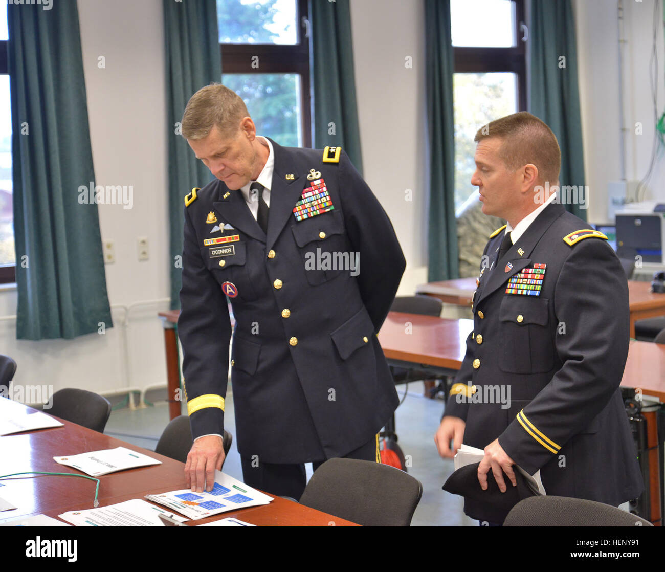 Lt. Col. John Motszko, 16th Sustainment Brigade, briefs Maj. Gen. John ...