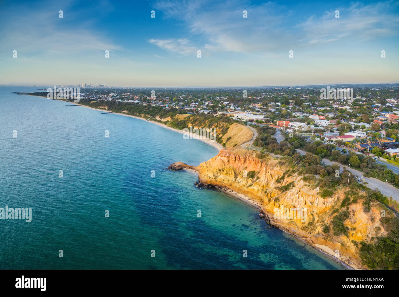Aerial panorama of Black Rock suburban area and beautiful colorfoll ...