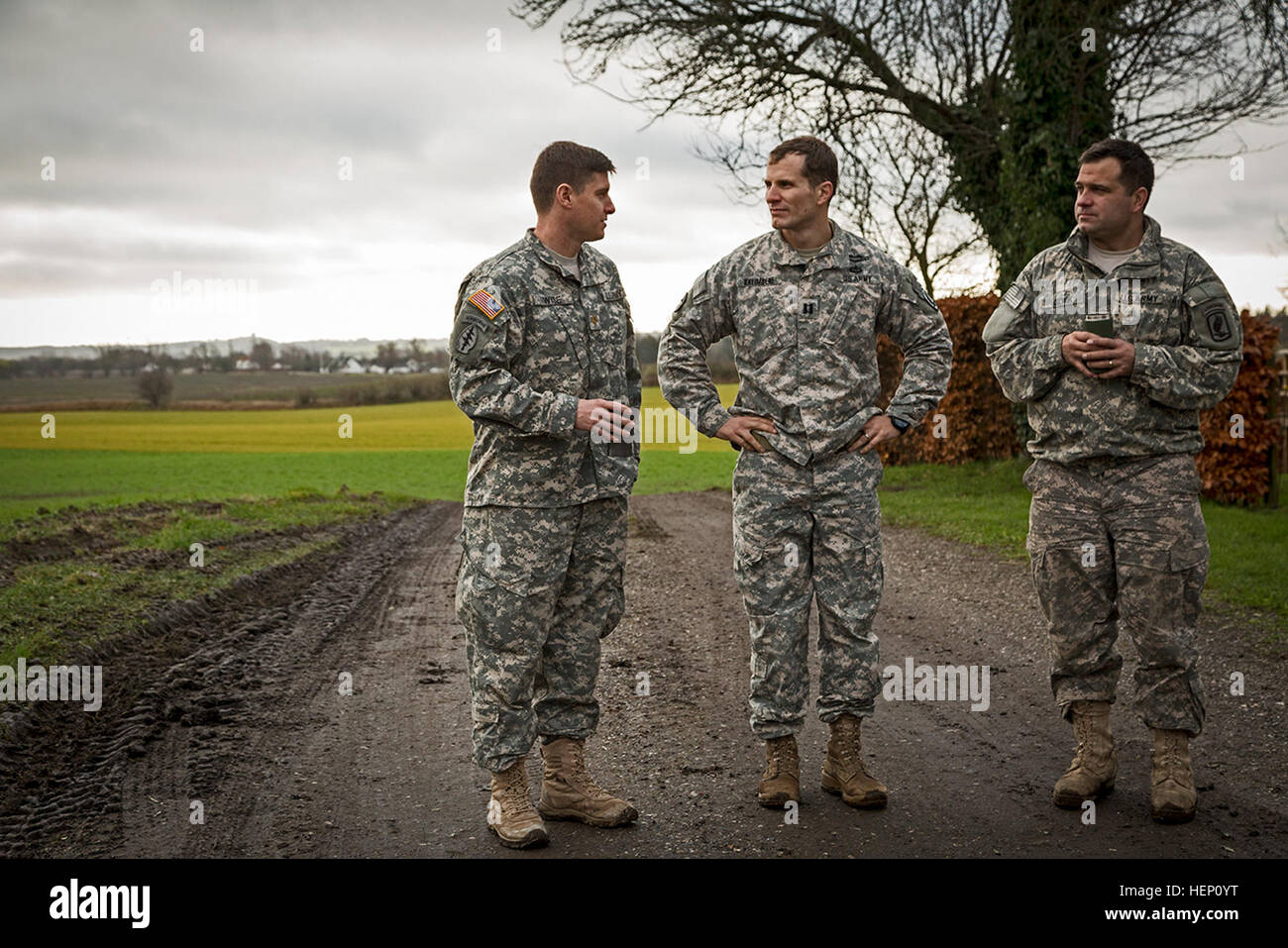 Capt. Nicolas Salimbene (center) and 1st Sgt. David Dzwik (right) from ...