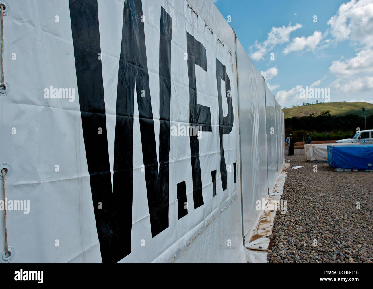A side view of one of the units at the Voinjama forward logistics base ...