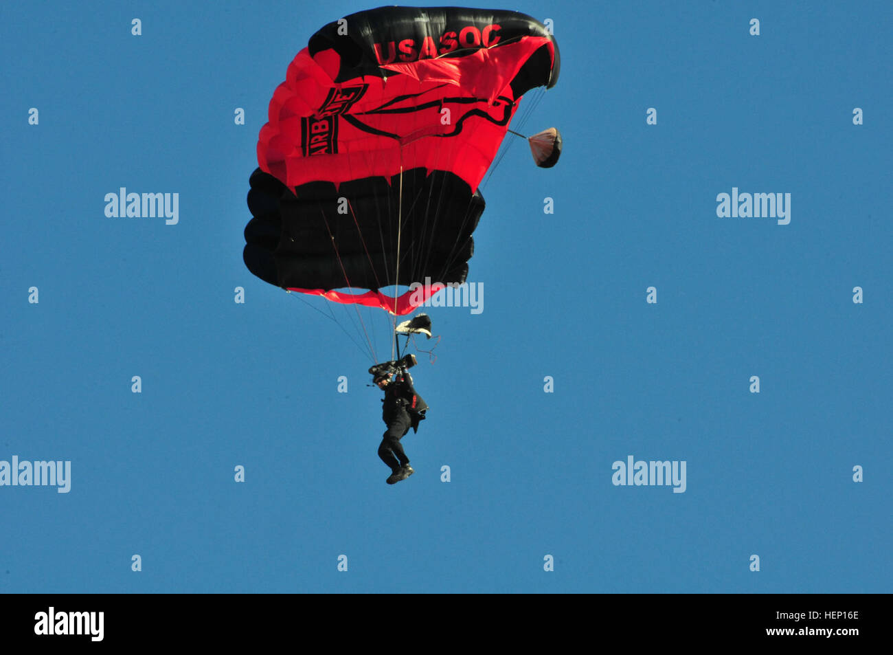 U.S. Army paratrooper descends on Luzon Drop Zone after exiting an ...
