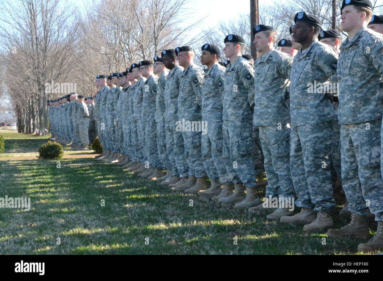 Soldiers from 2nd Brigade Combat Team "STRIKE," 101st Airborne Division (Air Assault) stand in ...
