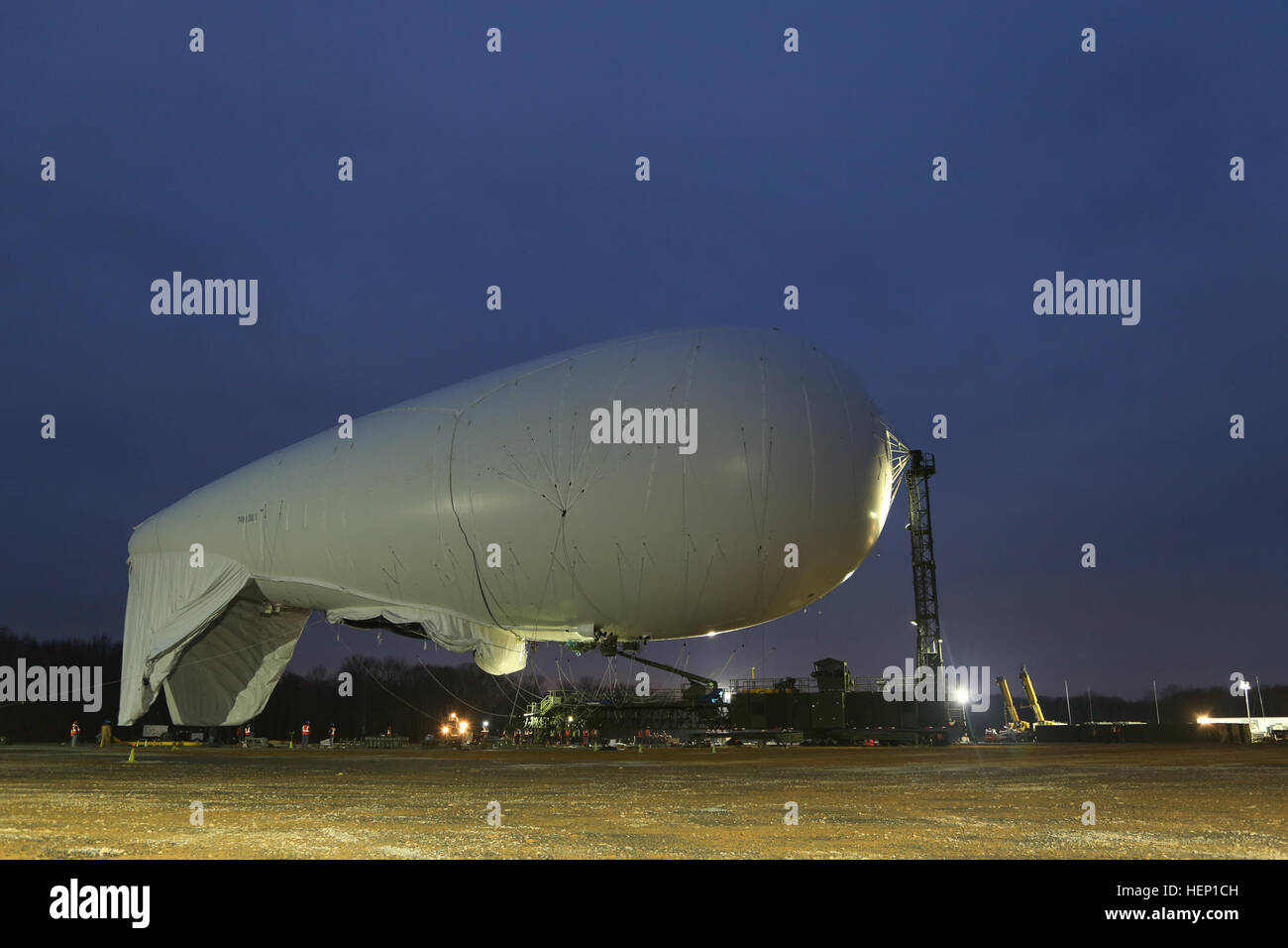 JLENS personnel oversee inflation of an aerostat at Aberdeen Proving ...