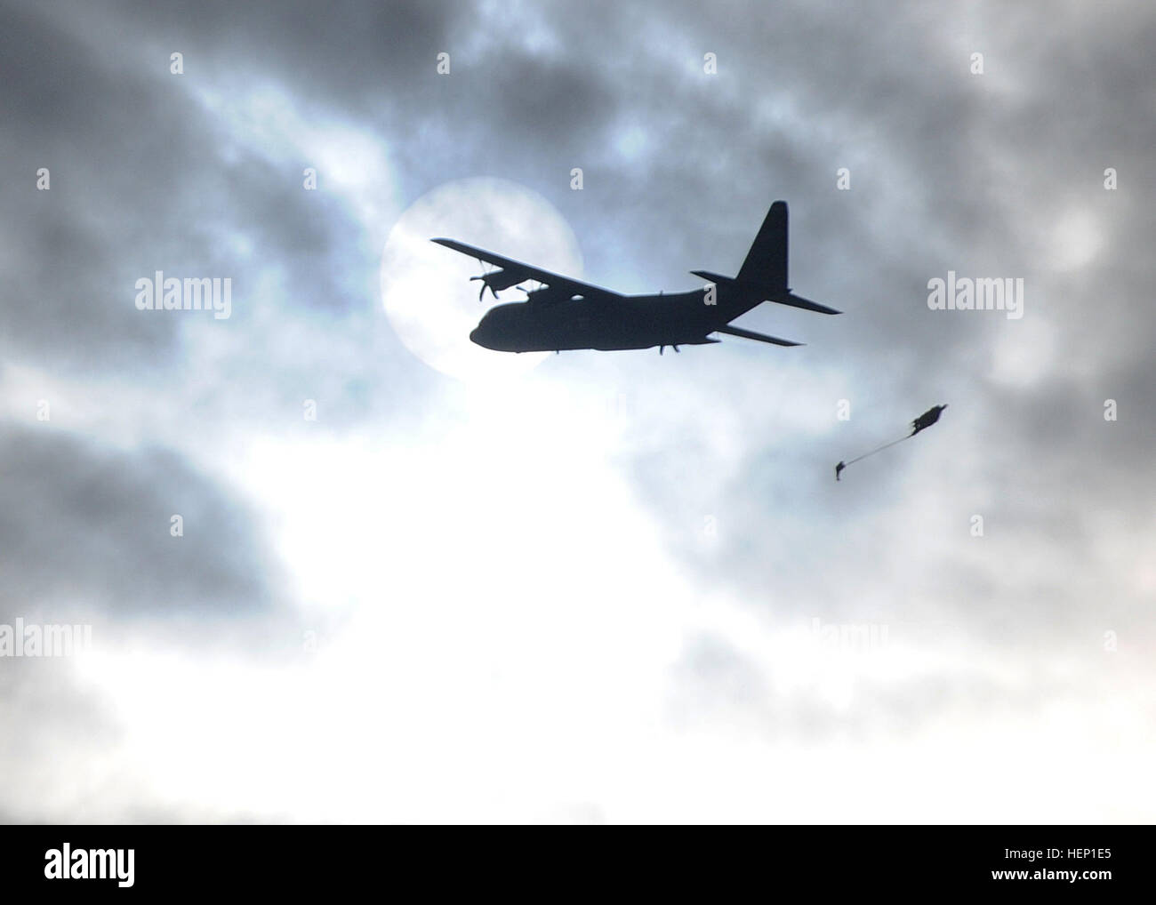 A C-17 Hercules aircraft from Ramstein Air Base, Germany, drops a ...