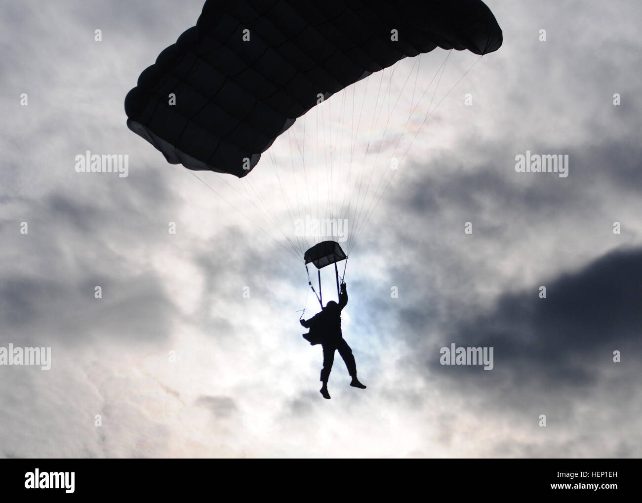 A freefall parachutist descends on the Alzey Drop Zone during the 2014 ...