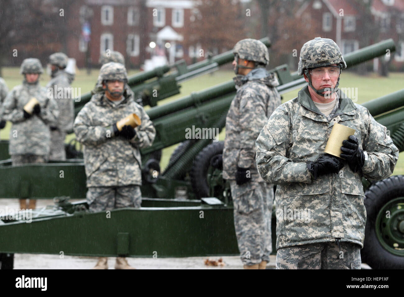 The Army Reserve 84th Training Command Salute Battery waits for the ...