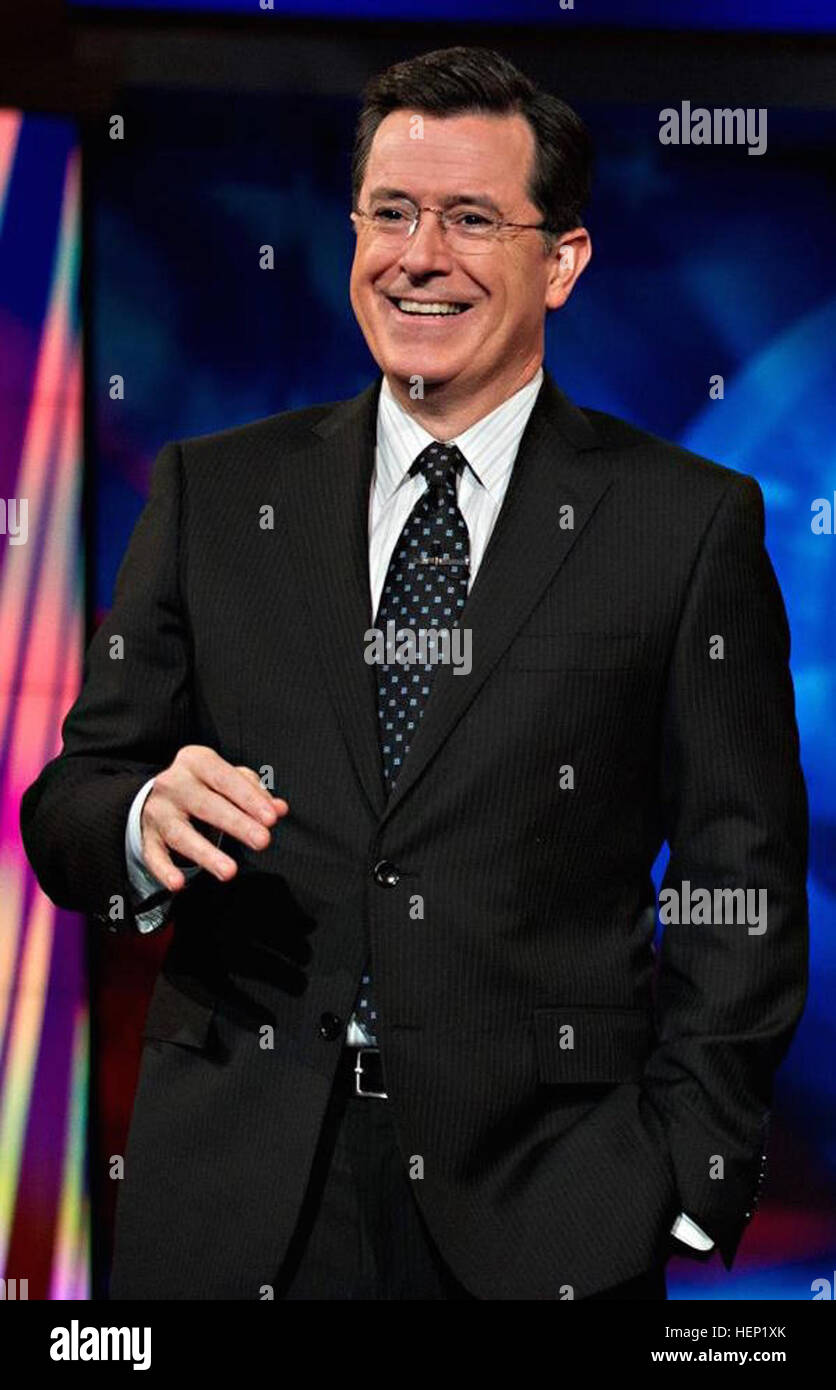 Stephen Colbert on set cropped Stock Photo - Alamy
