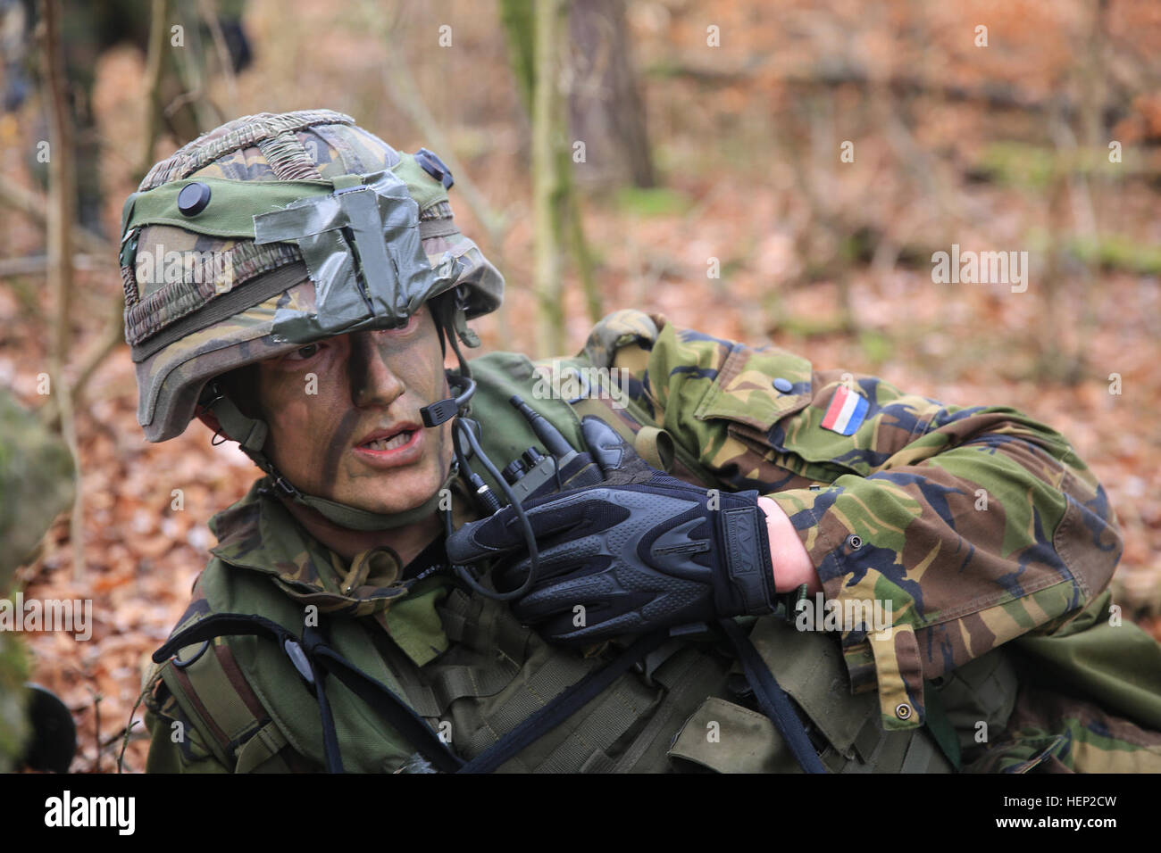 A Dutch soldier of Alpha Company, 42nd Infantry Battalion, 13th ...