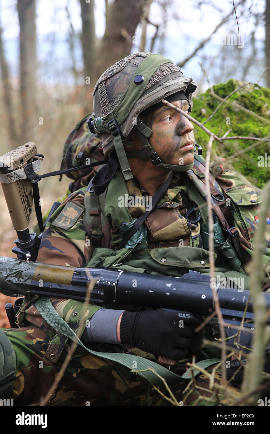 A Dutch soldier of Alpha Company, 42nd Infantry Battalion, 13th ...