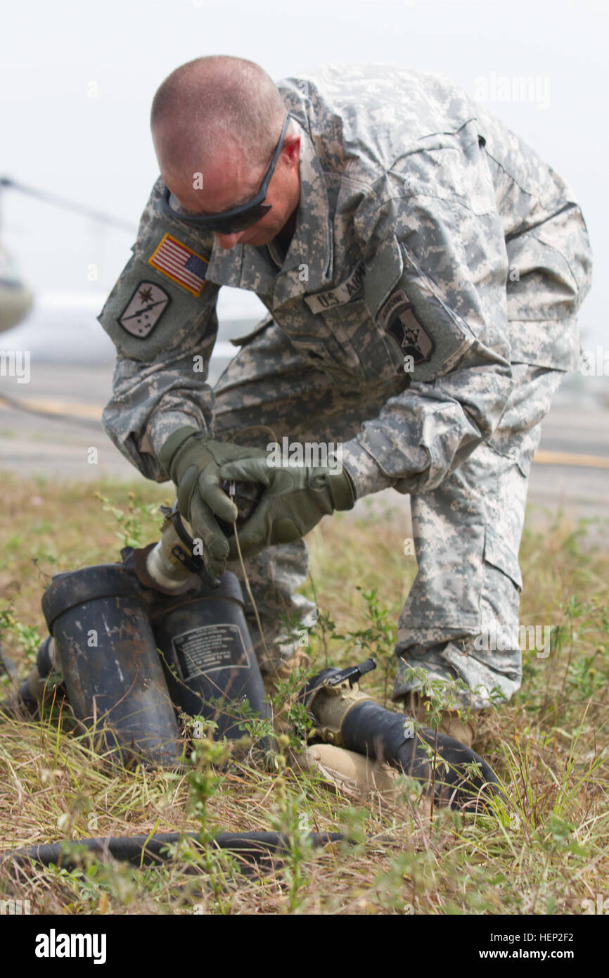 Sgt. Jarred Calvert, a fuel handler with the 101st Sustainment Brigade ...
