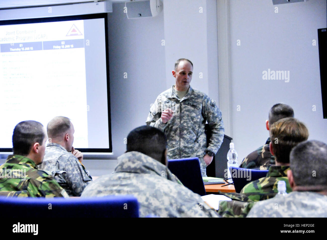 Col. John V. Meyer III, 2nd Cavalry Regimental commander, presents his ...