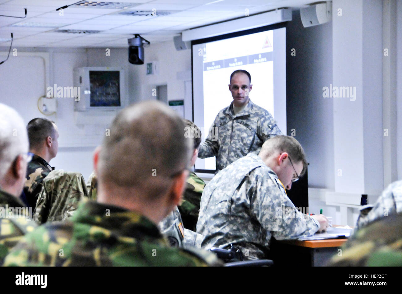 Col. John V. Meyer III, 2nd Cavalry Regimental commander, presents his ...