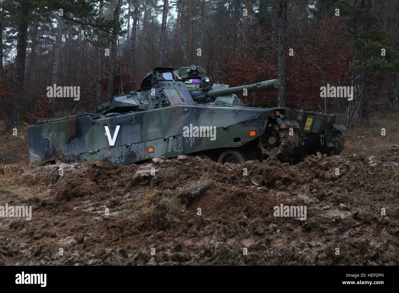 A Dutch CV9035DK infantry fighting vehicle of Alpha Company, 42nd ...