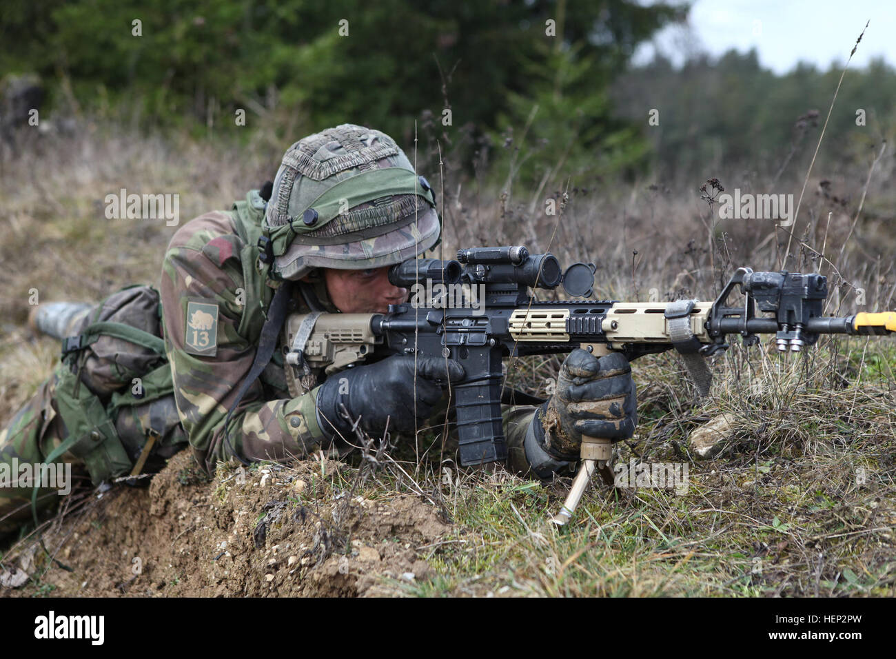 A Dutch soldier of Alpha Company, 42nd Infantry Battalion, 13th ...