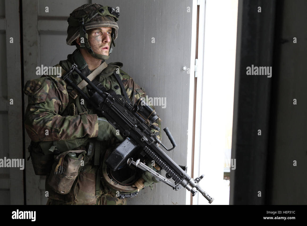 A Dutch soldier of Alpha Company, 42nd Infantry Battalion, 13th ...