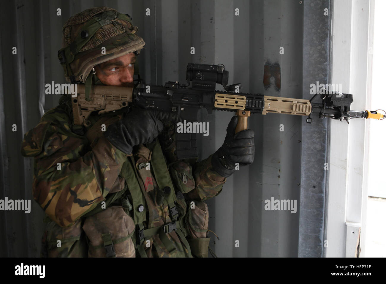 A Dutch soldier of Alpha Company, 42nd Infantry Battalion, 13th ...