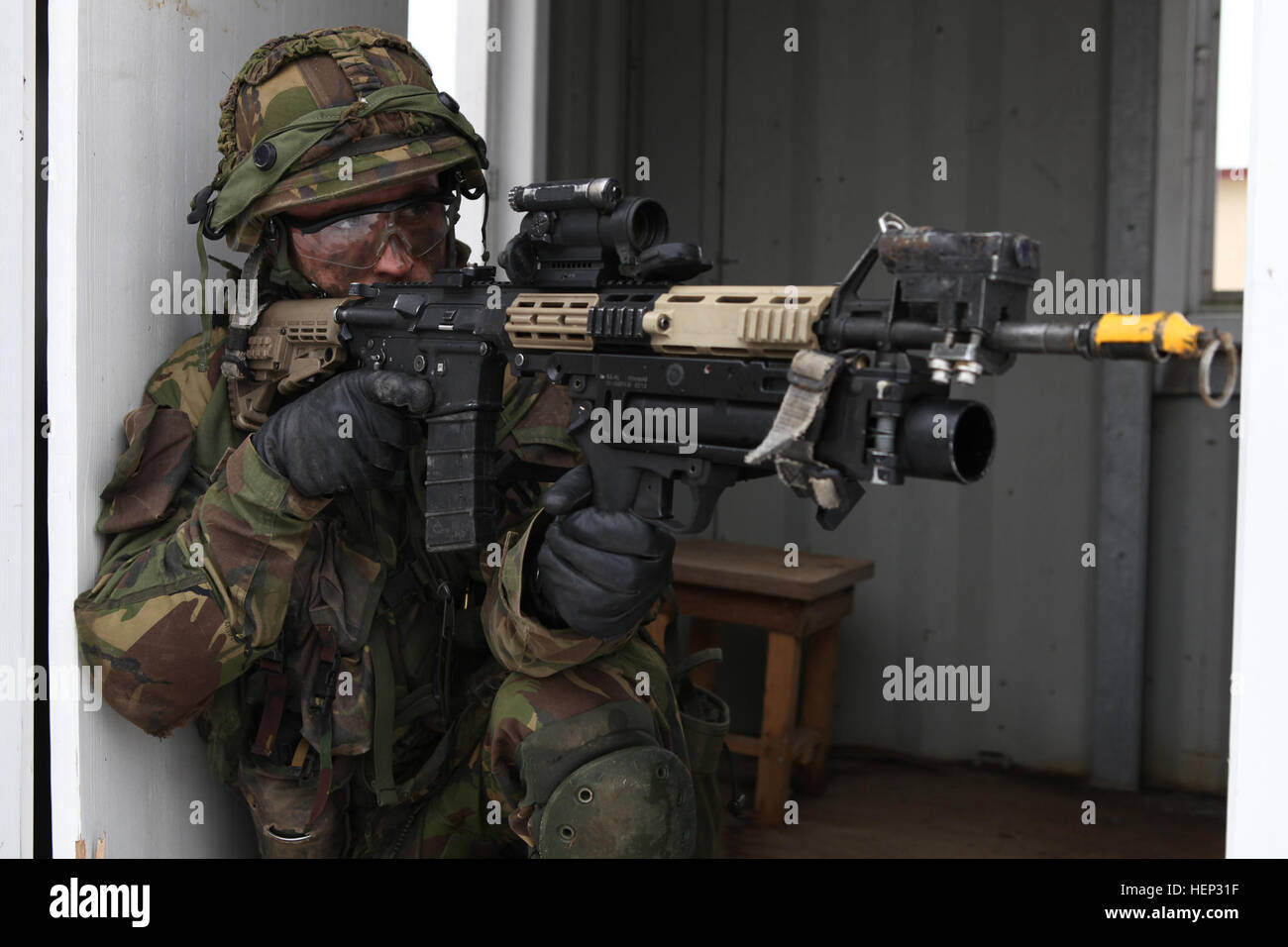 A Dutch soldier of Alpha Company, 42nd Infantry Battalion, 13th ...