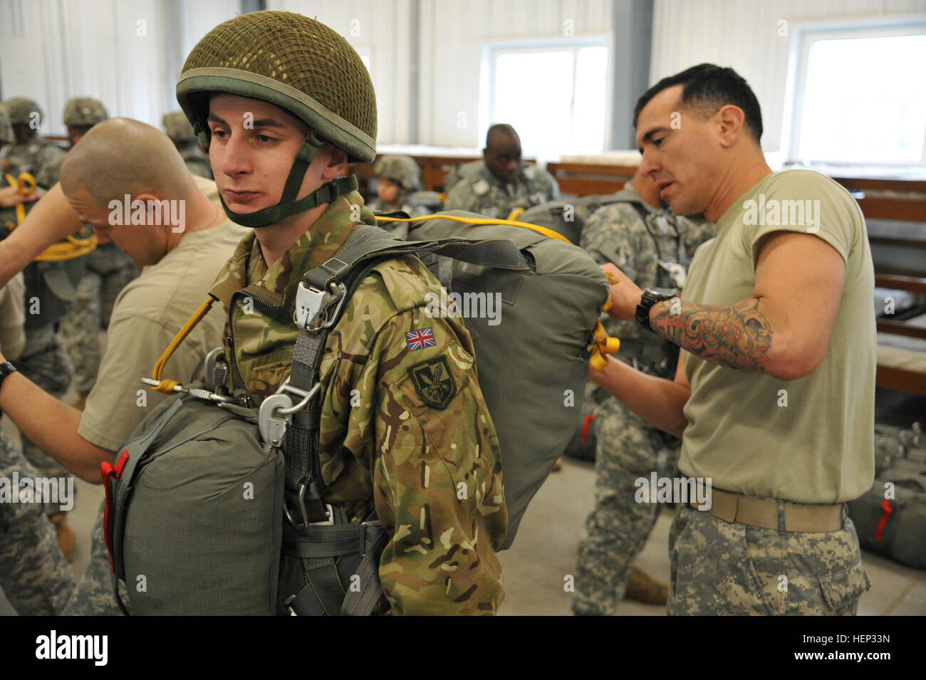U.S. Army 1st Sgt. Christopher Valverde (right), a paratrooper with 1st ...