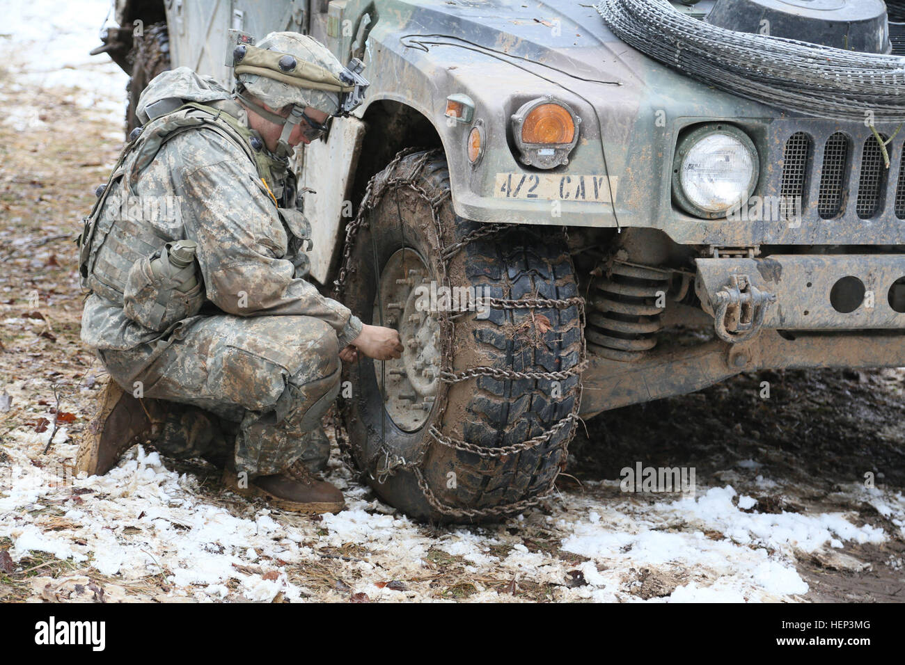 U.S. Army Pfc. Braden Arnall of 4th Squadron, 2nd Cavalry Regiment ...